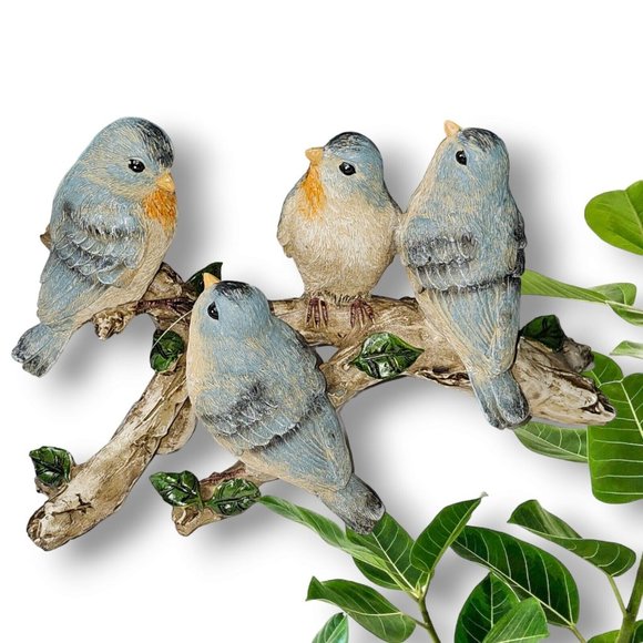 Melrose | Accents | Melrose Resin Birds On Branch With Blue Finish ...